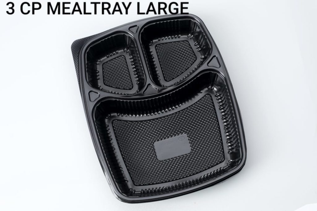 3 COMPARTMENT MEAL TRAY-LARGE - Ambika Packaging