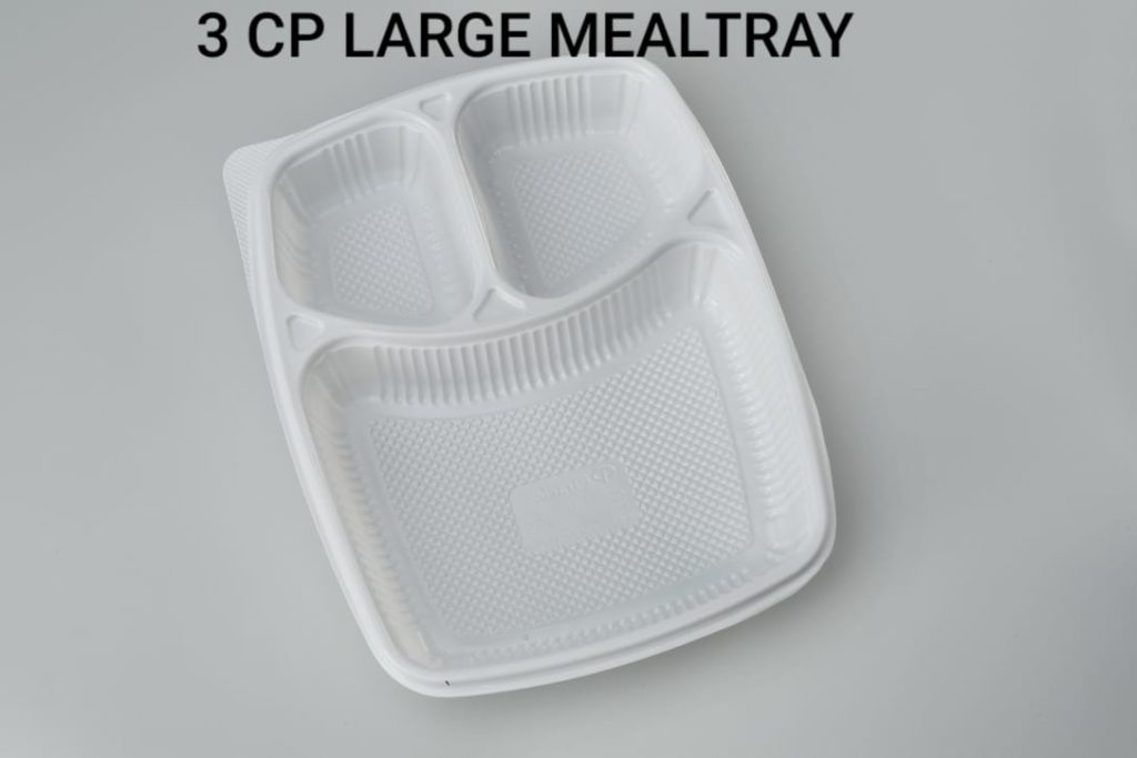 3 COMPARTMENT MEAL TRAY-LARGE - Ambika Packaging
