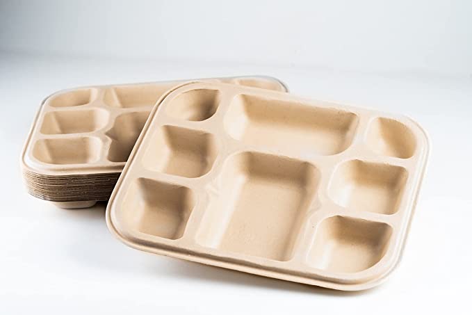 8 COMPARTMENT BIO MEAL TRAY (NATURAL) - Ambika Packaging