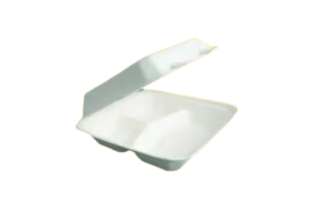 9"x 9" 3 COMPARTMENT BIO CLAMSHELL BOX (WHITE) - Ambika Packaging
